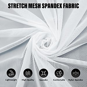 Power Mesh Fabric | 4-Way Stretch Nylon Mesh Fabric | Lightweight Sheer Nylon Spandex Stretch Mesh Netting | 1 Yard Mesh | 60" inch Wide | Black