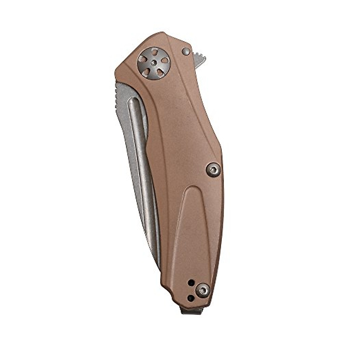 Kershaw Natrix - Copper Pocketknife (7006CU); 2.75-inch Drop-Point Blade with Stonewashed D2 Steel; Hefty Copper Handle Features Brushed Silver Hardware; Reversible, Deep-Carry Pocketclip; 3.7 oz