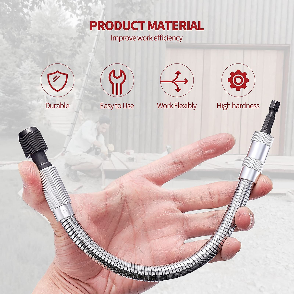 ColumPRO Hex Shank Screwdriver Quick Flexible Drill Bit Extension with Magnetic Right angle Drill Adapter,11.5" Long Flexible Drill Bit Extension