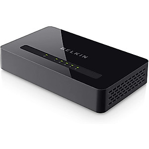 Belkin 5-Port 10/100 Fast Ethernet Network Switch | Desktop, Internet Splitter (F4G0500)
