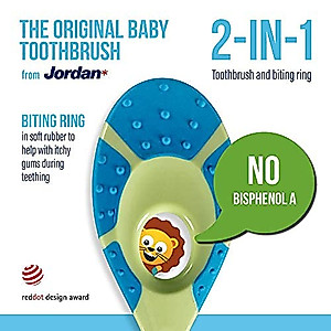 Jordan* ® | Step 1 Baby Toothbrush | 0-2 Years, Soft Bristles, BPA Free | 4 Pack