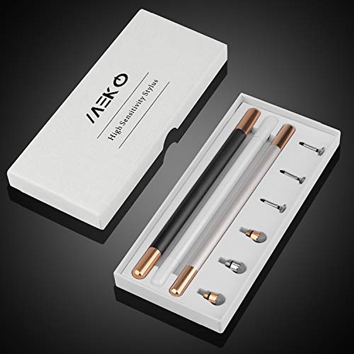 MEKO 2 in 1 Universal Disc Stylus Pens for Apple iPhone/Android/Microsoft/Surface and Other Touch Screens with 6 Replacement Tips - 3 Pack