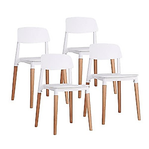 Porthos Home Clyde Dining Chairs Set of 4 with Waterproof and Stain-Resistant PP Plastic Back, Seat and Legs with Woody Accents (Space-Saving Stackable Design for Dining Rooms