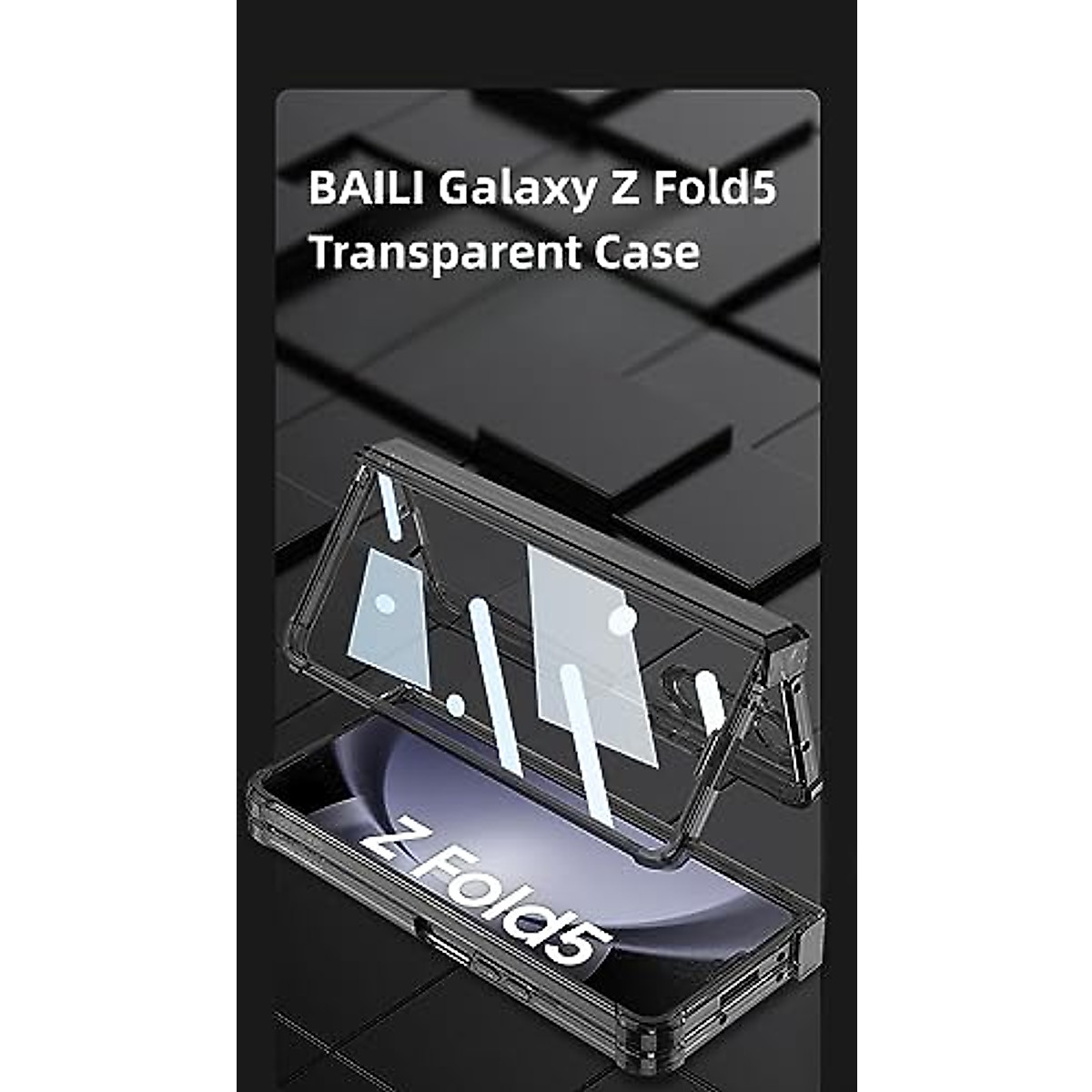 BAILI Galaxy Z Fold5 Transparent Case,HD Clear TPU Cover for Samsung Galaxy Z Fold5,Ultra-Slim Z Fold5 Case Built-in Screen Protector,Crystal Clear Four Corners Protective Cover for Fold5-Clear