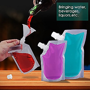 Alcoon 11 Pieces Plastic Liquor Flask Concealable and Reusable Plastic Drinking Flasks Liquor Pouches 3x34oz, 3x14oz, 3x8oz with Plastic Funnel