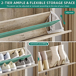 YITAHOME Shoe Cabinet with 2 Flip Drawers, Entryway Shoe Storage Cabinet with Open Shelves, Free Standing Hidden Shoe Rack Storage Organizer for Entryway/Hallway/Closet, Old Oak