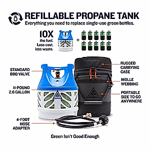 Ignik Gas Growler X-Comp Lightweight 11-Pound Composite Propane Tank with Carry Case and Adapter Hose
