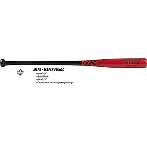 Rawlings | Maple Training FUNGO Bat | Baseball/Softball | 34” | Infield | Black/Red