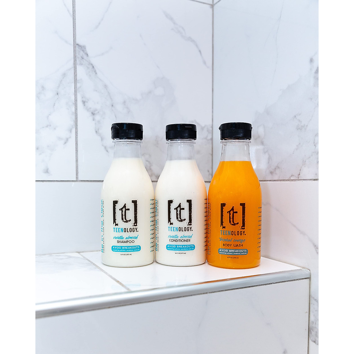 Teenology Conditioner for Teens - Avoid Forehead and Body Acne - Sulfate and Paraben Free, Noncomedogenic, Natural Botanical Extracts, Vanilla Almond - 16 oz.