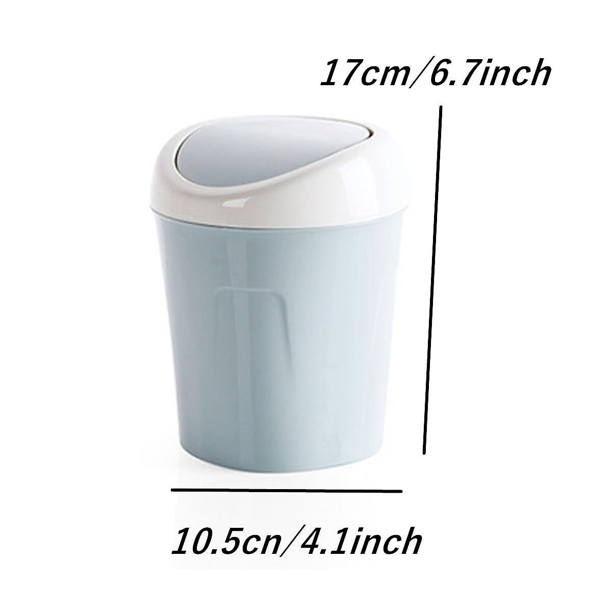 AISIBO Plastic Mini Desktop Trash Can with Trash Bags, Tiny Wastebasket Small Garbage Waste Bin with Swing Lid for Tabletop Table Office Kitchen Bedroom Bathroom (Blue)