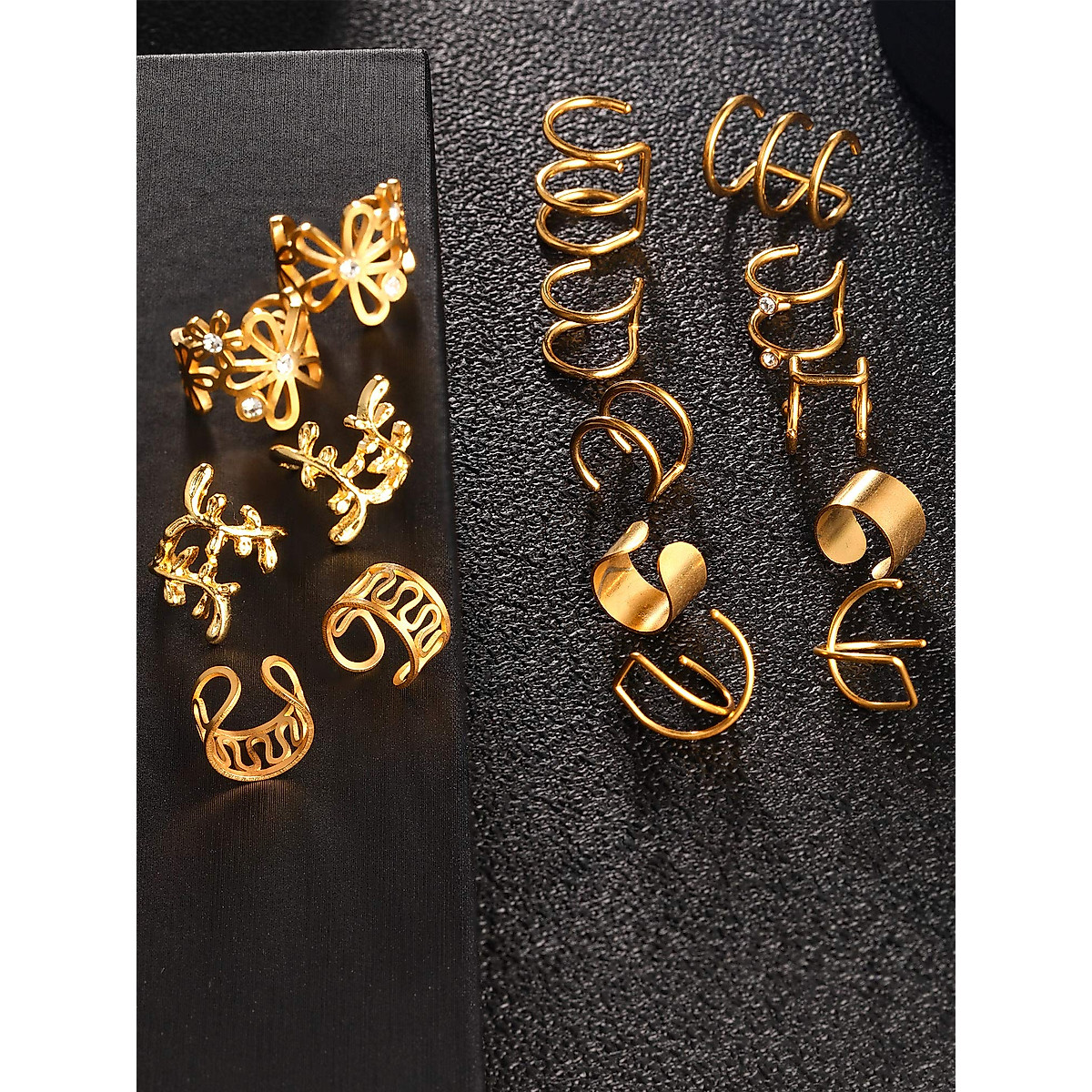 Blulu 8 Pairs Ear Cuffs Earrings Cuff Non Piercing Stainless Steel Clip on Cartilage Earrings for Men Women, 8 Various Styles