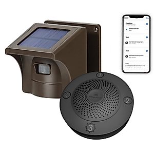 eMACROS HS002 Pro 2 Smart Wireless Driveway Alarm, Long Range Solar-Powered Motion Sensor, App for Remote Arm/Disarm & Schedule Alerts with 27 Chimes,1 Receiver and 1 Sensor