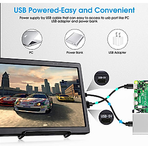 KALESMART Portable Gaming Monitor 15.6 Inch Full HD PC Monitor with Double HDMI 1920x1080 IPS Display with Audio Output for Raspberry Pi PS4 WiiU Xbox One S Windows 7 8 10