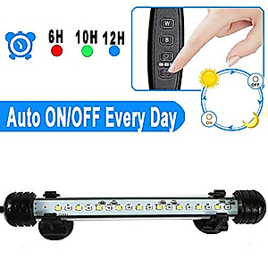 MingDak Submersible LED Aquarium Light,Fish Tank Light with Timer Auto On/Off, White & Blue LED Light bar Stick for Fish Tank, 3 Light Modes Dimmable,8W,15 Inch