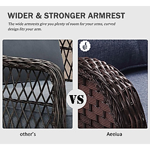 Outdoor Furniture Set, 6 Pieces Rattan Wicker Swivel Chair Coversation Set with Ottomans