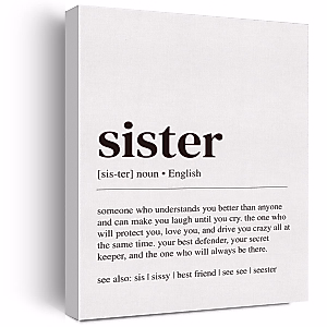 Sister Definition Your Best Defender Canvas Wall Art Poster Print Gift, Sister Quote Painting Ready to Hang Home Bedroom Decor (11.5" x 15")