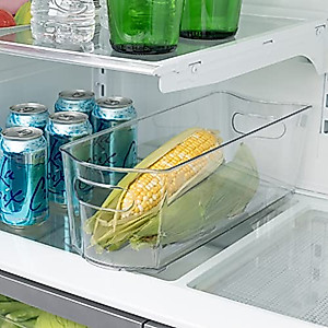 Smart Design Stackable Refrigerator Organizer Bins for Fridge Storage – Clear, 6 x 16 in., Set of 8 – Fridge Organization and Storage Bins with Handles for Easy Living – BPA-Free Plastic