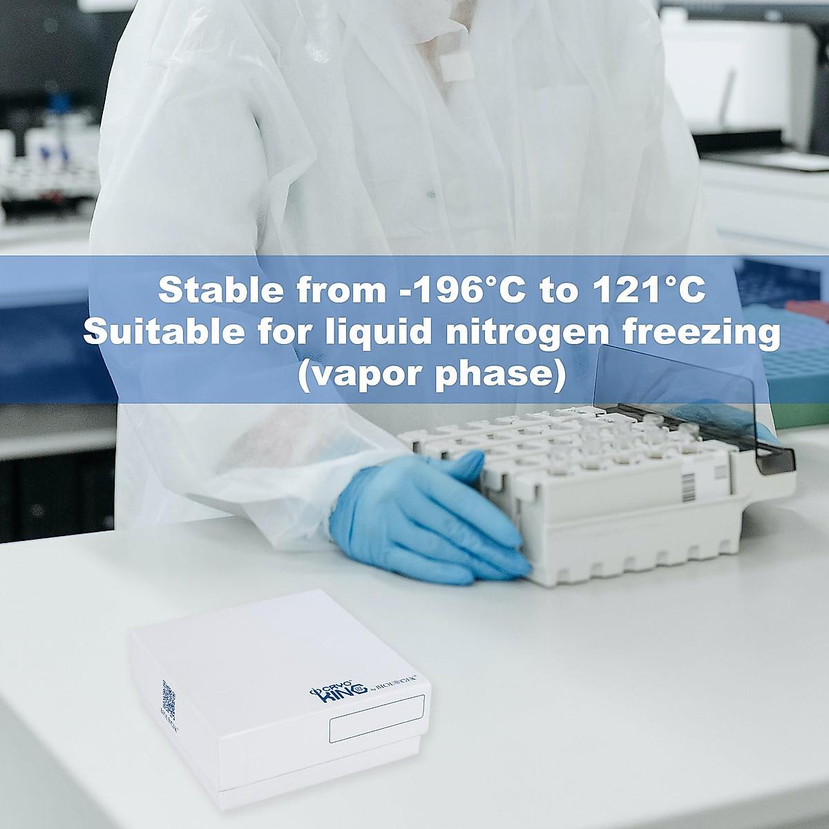 CryoKing Cardboard Cryogenic Lab Freezer Box 2 Inch Height 81-Well Microtube Storage Box, Plastic Coating Cryo Boxes, White Box, Case of 100