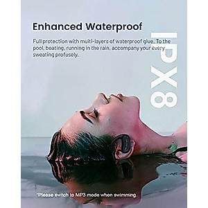 CYBORIS Waterproof Headphones, IPX8 Swimming Earbuds Bluetooth Earphones, Mp3 Player 32GB Memory & Built-in Bone Conduction Speaker, EQ Function Sports Earphones for Running, Diving, Swimming, Cycling