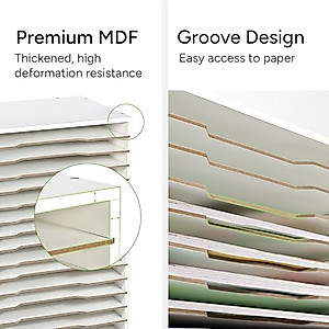 Caydo 15 Slot Paper Organizer Storage, Wood Adjustable Shelves Paper Storage Shelf with Extraction Slot for 12x12Inch Scrapbooks, Heat Transfer Papers, Files, Vinyl fo Office, Home (White)