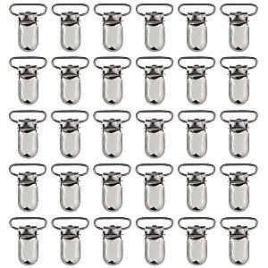 25pcs 1" Pacifier Suspender Clips, Marrywindix Pacifier Clips for Making Pacifier Holders Bib Clips Toy Holder Silver