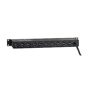 Leviton 5500-190 Horizontal Rack Mount Surge Protective Power Distribution Unit 15A On/Off Switch NEMA 5-15P Straight Blade Plug 12 Outlets, Black
