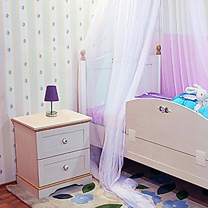 Simple Designs LT2013-PRP Mini Basic Sand Nickel Table Lamp with Fabric Shade, Purple (Pack of 2)