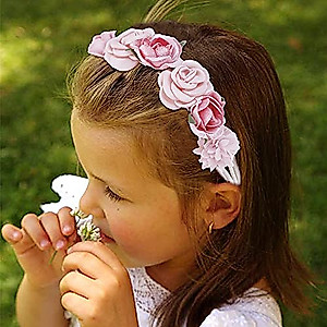 BFNAAgirl Flower Headband for Baby Girl Elastic Baby Floral Headbands Crown Hairbands Hair Accessories for Newborn Infant Toddlers Kids 3pcs/set