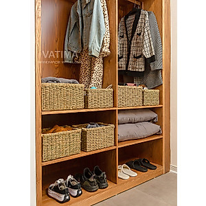 Seagrass And Wicker Hyacinth Basket Storage, Natural Baskets for Organizing, Wicker Baskets for Storage