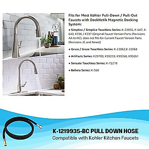Kitchen Faucet Parts Replacement for Kohler Faucet K-1304674-BC to Hose Adapter extender, sink hose attachment for faucet K-1219935-BC, 67" Inches Pull Down Hose, Bright Chrome Finish