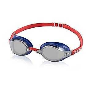Speedo Unisex-Adult Swim Goggles Speed Socket 2.0, Blue/Rd Grey/Grey Mirrored