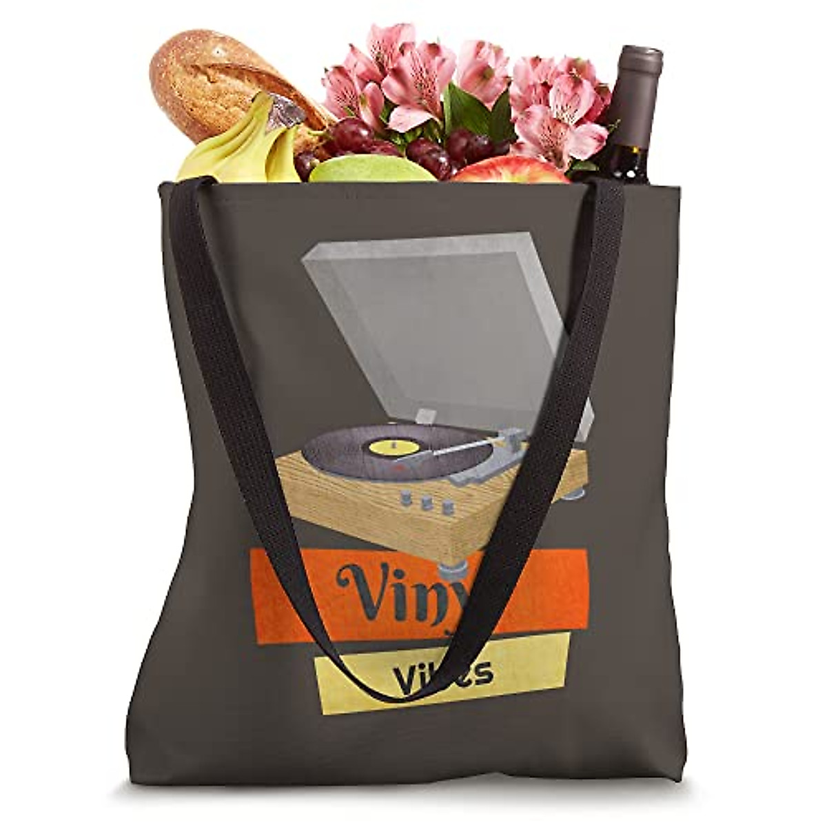 Vinyl Vibes Retro Records Music Lover Tote Bag