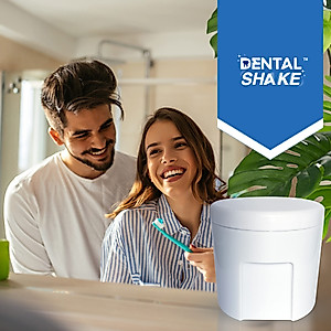 Dental Shake - Shake to Clean Leak Proof Denture Cup, Denture Case and Retainer Holder, Denture Bath and Retainer Cleaner Case, Denture Cleaning Case for Full Dentures