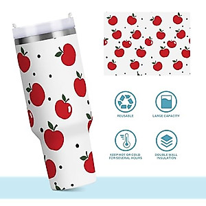 Cute Fruit Stainless Steel Vacuum Insulated Tumbler with Straw and Handle for Water, Insulated Tumbler Cups 30 OZ / 0.89 L