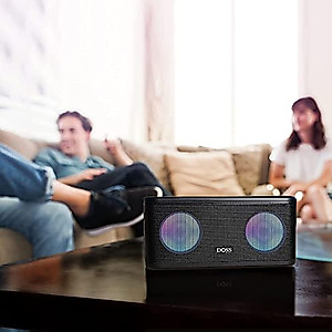 DOSS SoundBox Plus Portable Speaker with HD Sound and Deep Bass, Wireless Stereo Paring, Touch Control, Muti-Colors Led Lights, 20H Playtime, Wireless Speaker for Phone, Tablet, and More -Deep Black