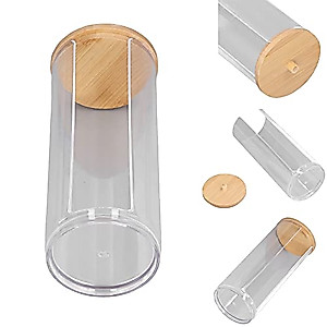 Storage Box, Cosmetic Cotton Pad Dispenser, Clear Makeup Cotton Swabs Holder Organizer Round Storage Bins with Cover for Daily Use