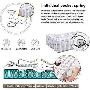 King Mattress, Rucas 12 Inch Memory Foam Mattress with Individually Wrapped Coils Innerspring King Size Mattress in a Box for Sleep Supportive & Pressure Relief