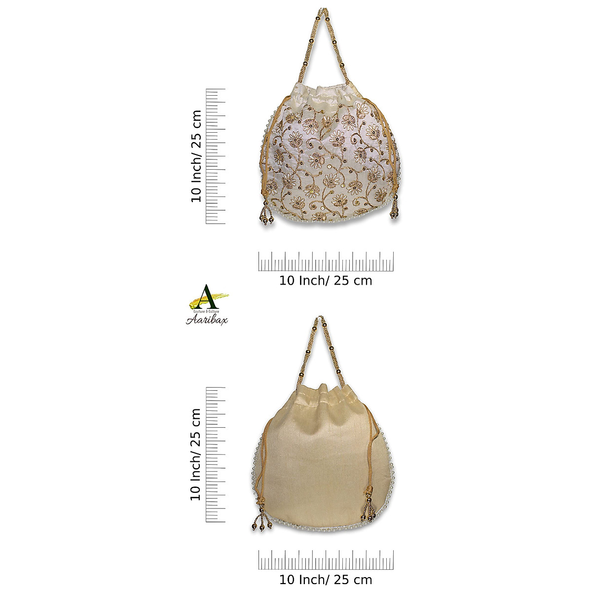 Stylish Aaribax Potli Bag: Large Indian Evening Handbag for Women, featuring Gold Clutch Purses with Handle, Perfect for Weddings & Parties