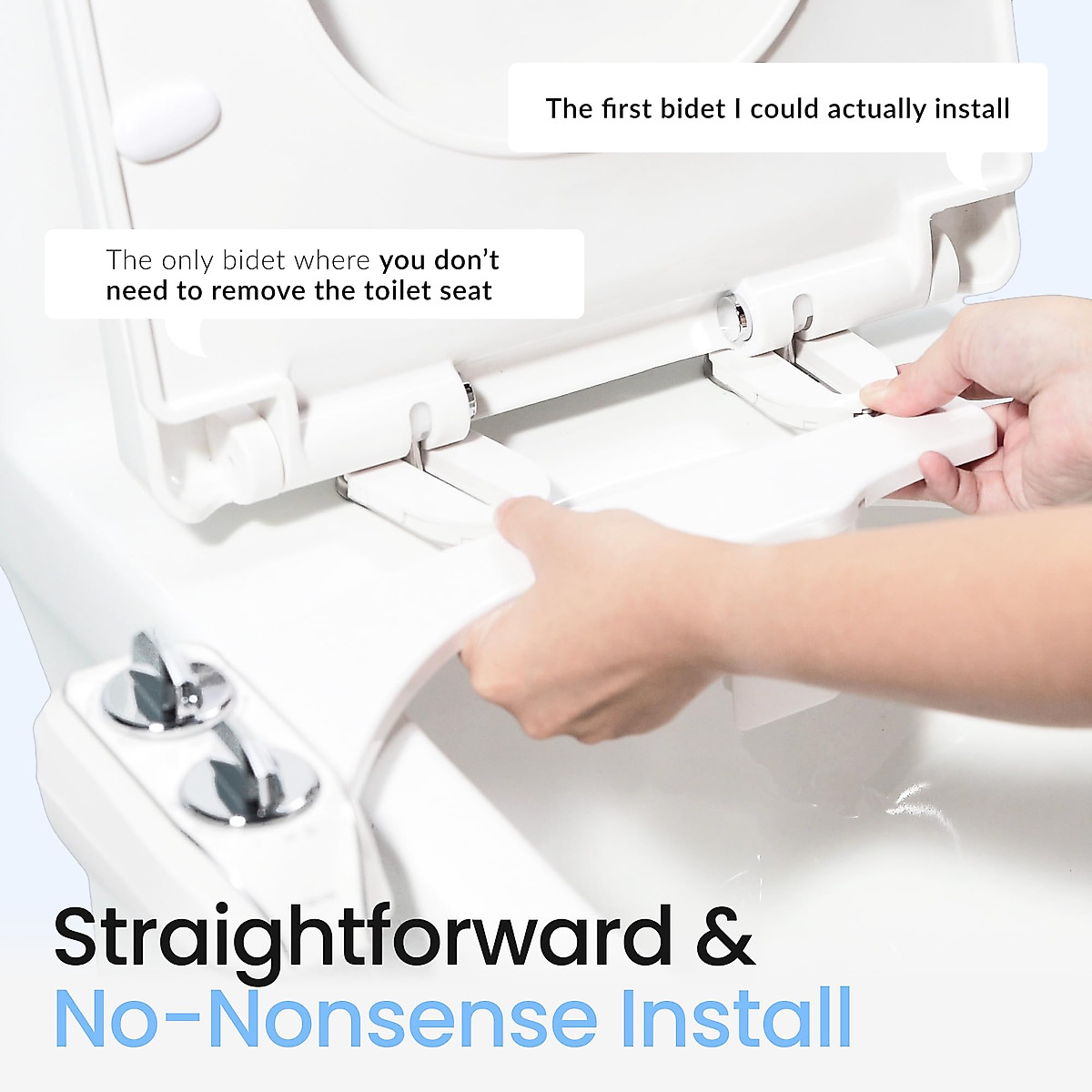 LUXE Bidet NEO 185 Plus - Only Patented Bidet Attachment for Toilet Seat, Innovative Hinges to Clean, Slide-in Easy Install, Advanced 360° Self-Clean, Dual Nozzles, Feminine & Rear Wash (White)