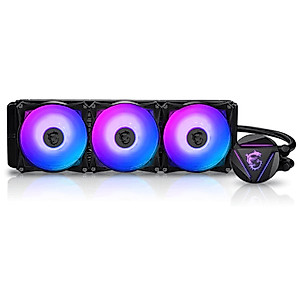 MSI MAG Series CORELIQUID 360R, aRGB CPU Liquid Cooler (AIO): Rotatable Blockhead Design, 360mm Radiator, Triple 120mm aRGB PWM Fans, Rotatable Cap (Renewed)