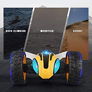 Mostop RC Stunt Car Remote Control Car for Kids, 1/14 Scale 2.4 Ghz Rechargeable Off Road Bumble Tumble Bee Truck Rock Crawler Vehicle Toy with Music and Light.