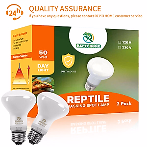 REPTI HOME Reptile Heat Lamp Bulbs,50W 2 Pack Reptiles & Amphibians UVA Basking Spot Lamp Bulb, Explosion-Proof Reptile Daylight Heat Bulb for Bearded Dragon, Lizard, Turtle