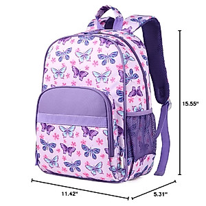 RAVUO Toddler Backpack, Cute Butterfly Kids School Backpacks Lightweight Water Resistant Girls Bookbag with Chest Strap