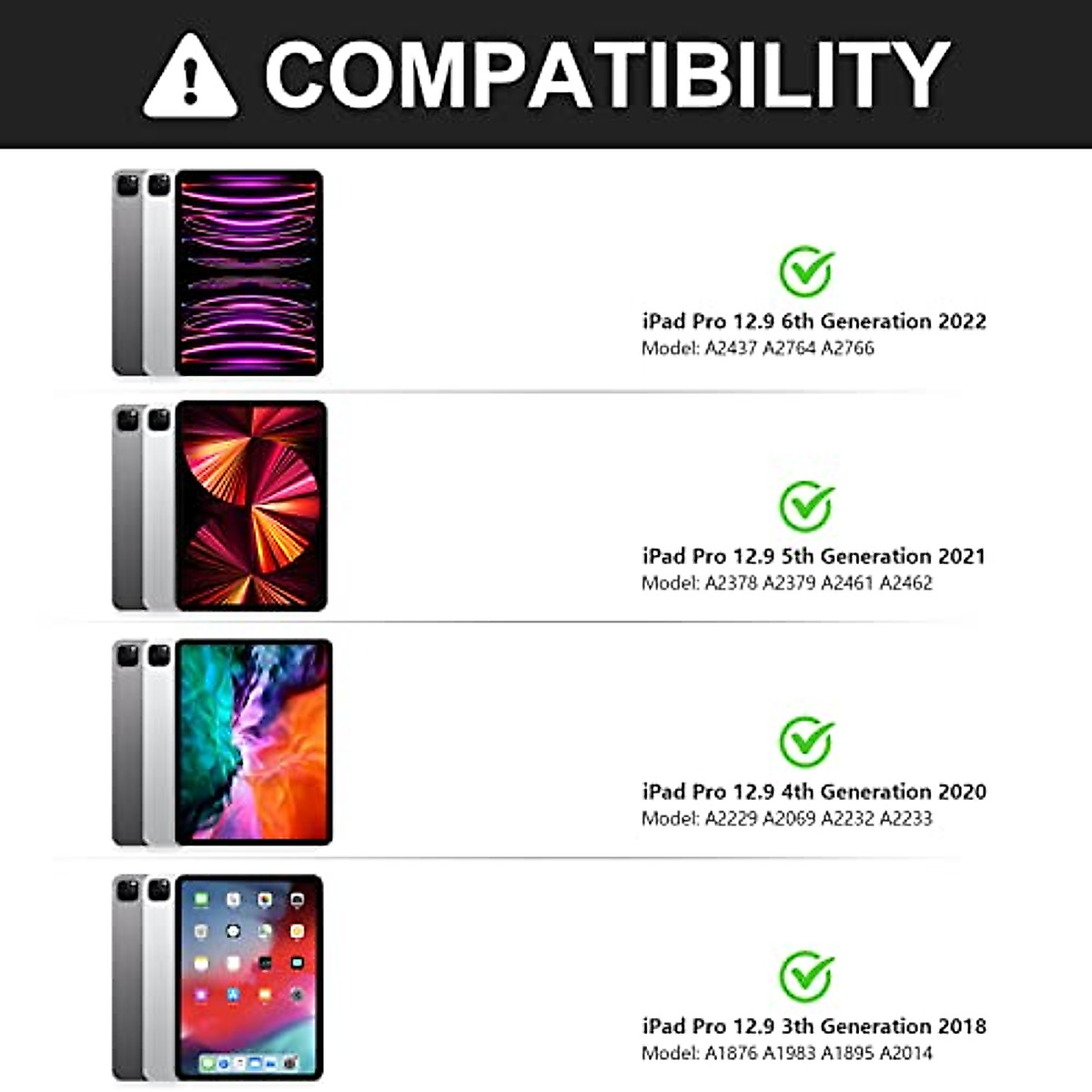 KBCASE Keyboard Case for iPad Pro 12.9 6th Generation 2022/5th Generation 2021/4th Gen 2020/3rd Gen 2018,iPad Pro 12.9 Case with Keyboard, Smart Keyboard Case with Pencil Holder for iPad Pro 12.9 inch