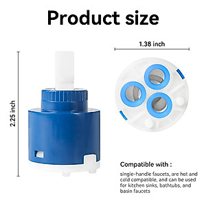 2 PCS Diameter 35mm Faucet Valve Cartridge, Gear Cartridge Faucet Replacement Parts for Single Handle Kitchen Basin Shower Faucet Suitable for Spanish Track Spool Faucets