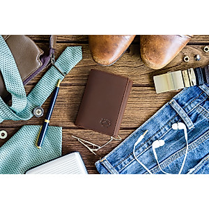 Stealth Mode Trifold Leather Wallet for Men with RFID Blocking (Brown)