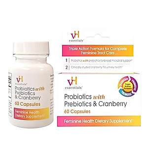 vH essentials Probiotics with Prebiotics and Cranberry Feminine Health Supplement - 60 Capsules