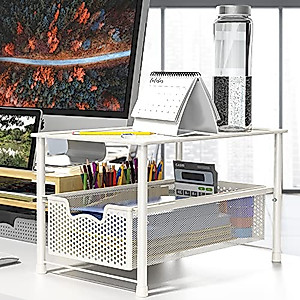 Simple Houseware Stackable Under Sink Cabinet Sliding Basket Organizer Drawer, White