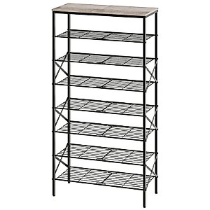YATINEY 8 Tier Shoe Rack, Shoe Storage Organizer, Large Capacity Shoe Shelf Holds 32 Pairs of Shoes, Durable and Stable, for Entryway, Hallway, Closet, Dorm Room, Greige and Black SS08BG