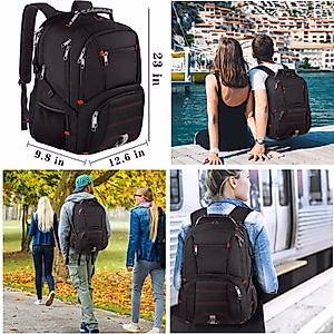 Travel Laptop Backpack,50L Extra Large Backpack for Men Women with USB Charging Port,TSA Friendly Durable Big Computer bag Tech Backpack RFID Heavy Duty Business College School Bookbag Fit 17''Laptops